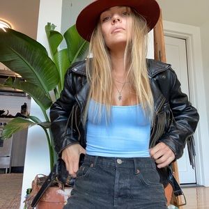 Spell | Jackets & Coats | Vintage Leather Fringe Jacket Belt Buckle ...